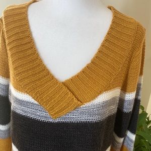 jason maxwell | Sweaters | Nwot Vneck Color Block Striped Sweater ...